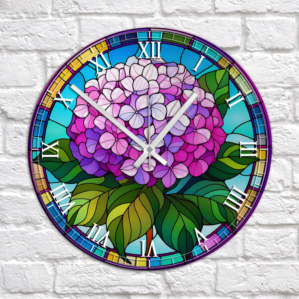 Hydrangea Suncatcher Effect Clock – Villager Jim's Shop