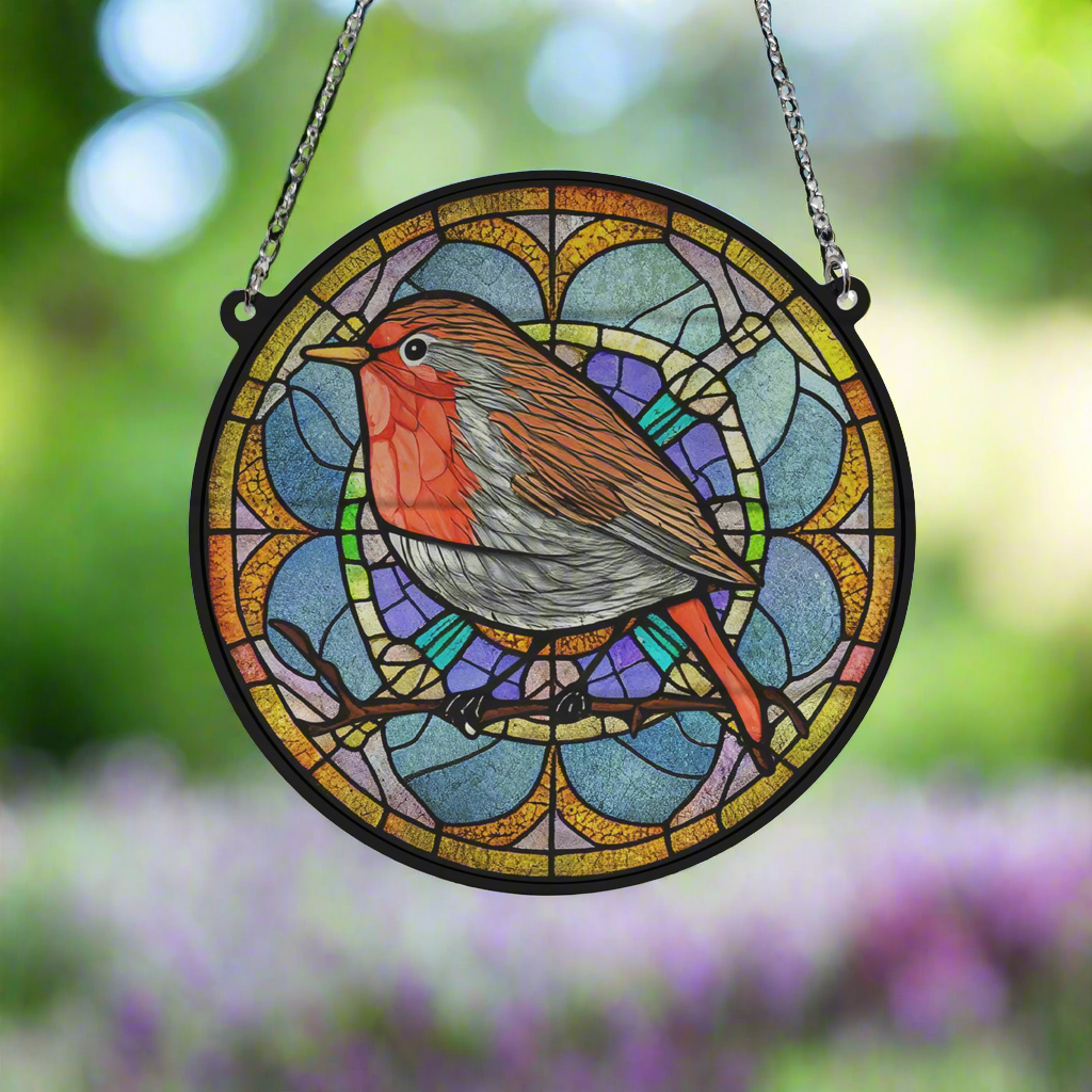 Robin Stained Glass Effect Suncatcher – Villager Jim's Shop
