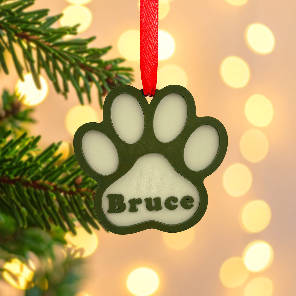 Paw Print Personalised Tree Decoration – Villager Jim's Shop