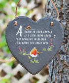 A Robin In The Garden Slate Heart – Villager Jim's Shop
