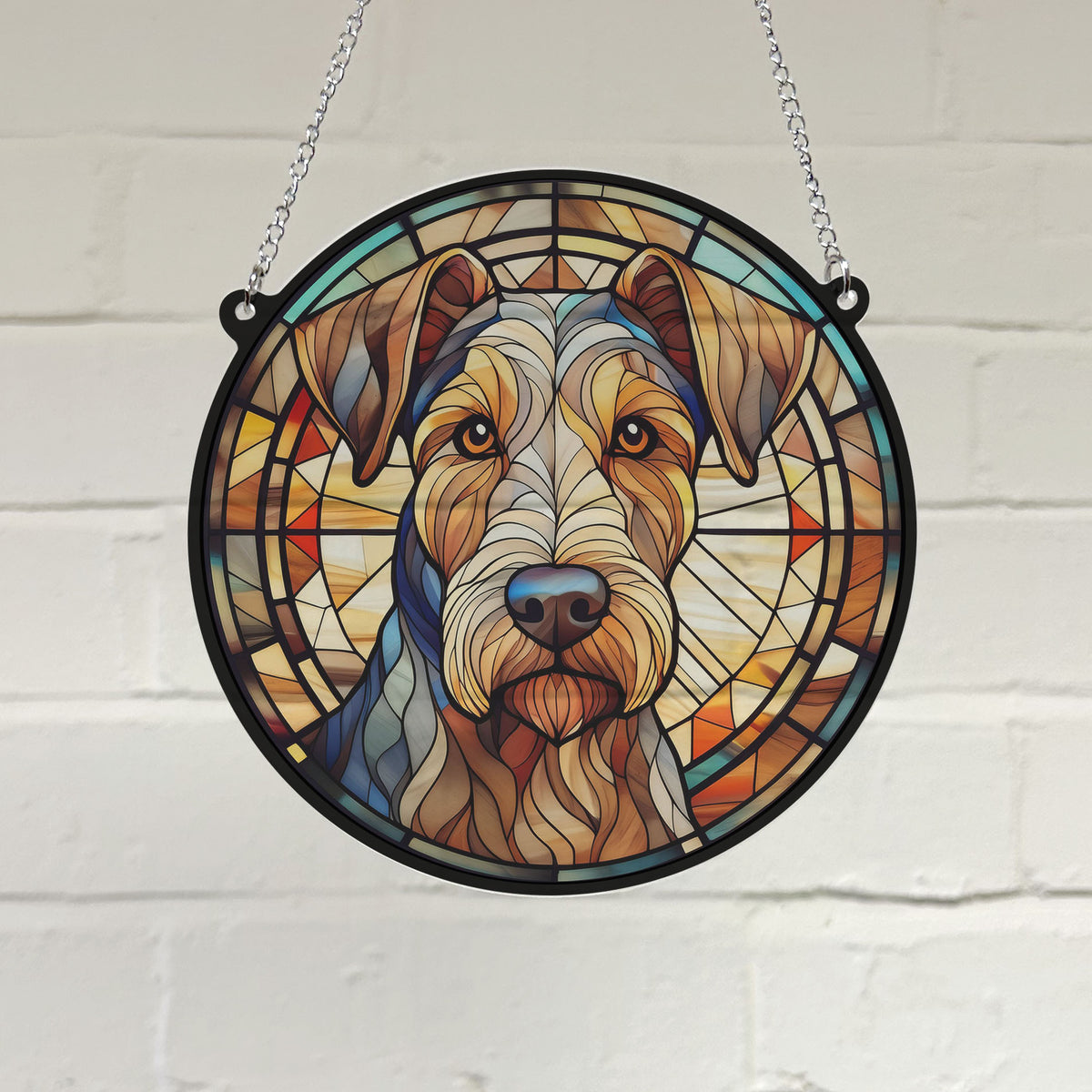 Airedale Terrier Stained Glass Effect Suncatcher – Villager Jim's Shop