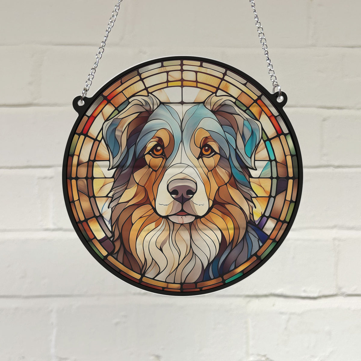 Australian Shepherd Stained Glass Effect Suncatcher – Villager Jim's Shop