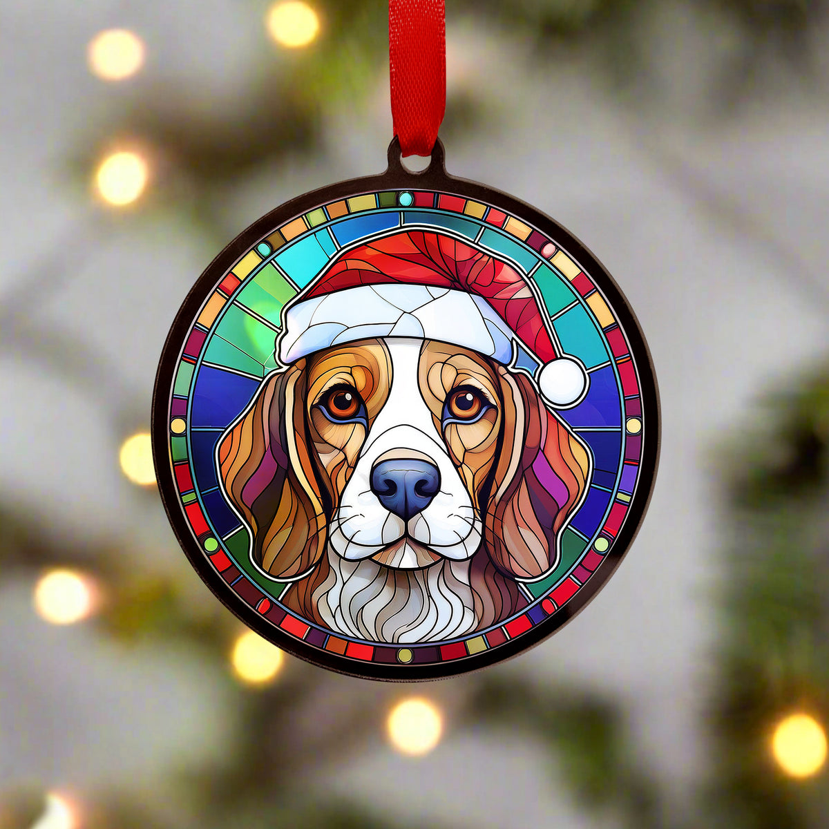 Beagle in Santa Hat Suncatcher Decoration – Villager Jim's Shop