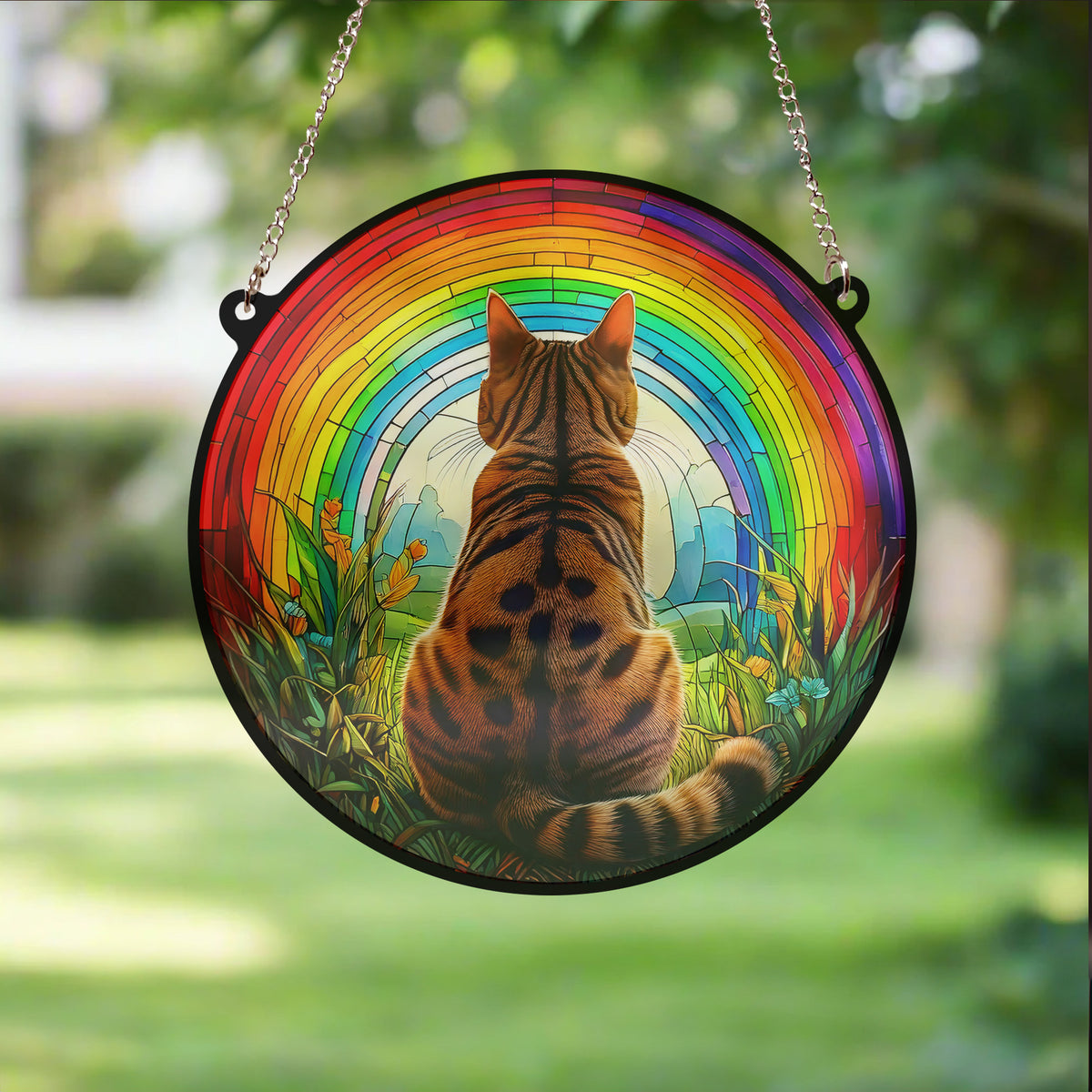Bengal Cat Rainbow Bridge Stained Glass Effect Suncatcher – Villager ...