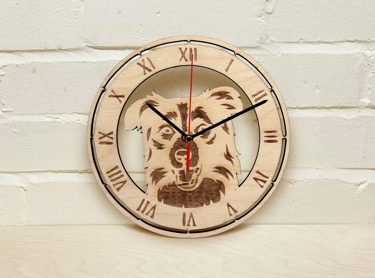 Border Collie Wooden Engraved Clock – Villager Jim's Shop