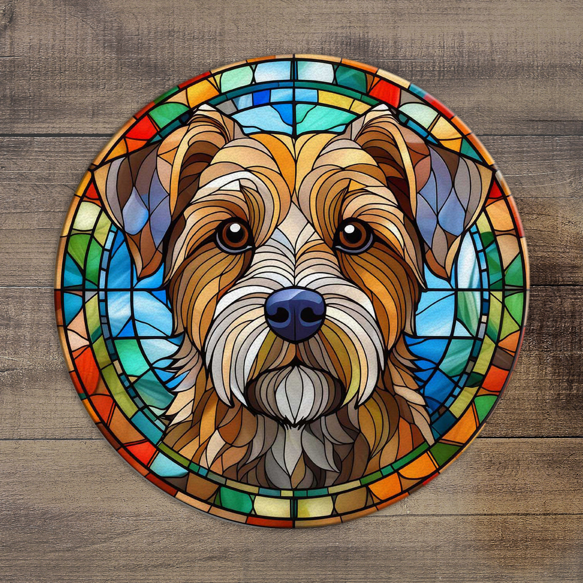 Border Terrier Circular Glass Suncatcher Worktop Saver – Villager Jim's ...
