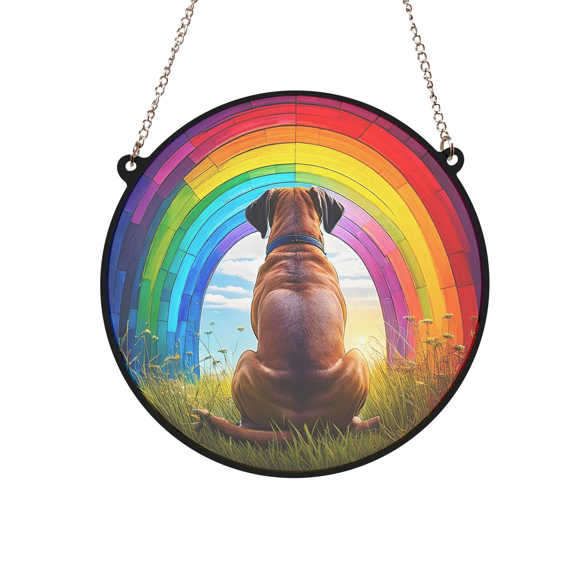 Boxer Rainbow Bridge Stained Glass Effect Suncatcher – Villager Jim's Shop