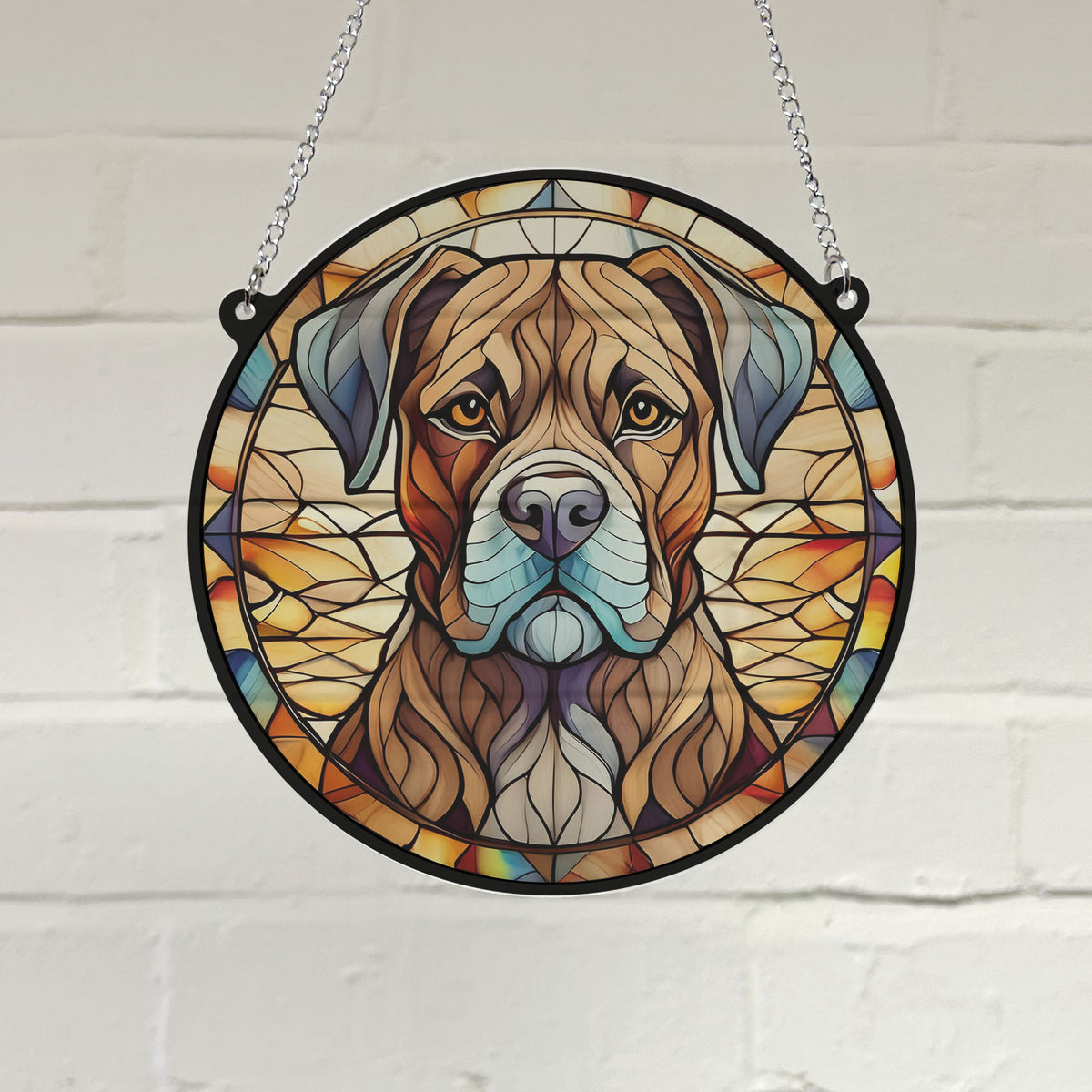 Boxer Brindle Stained Glass Effect Suncatcher – Villager Jim's Shop