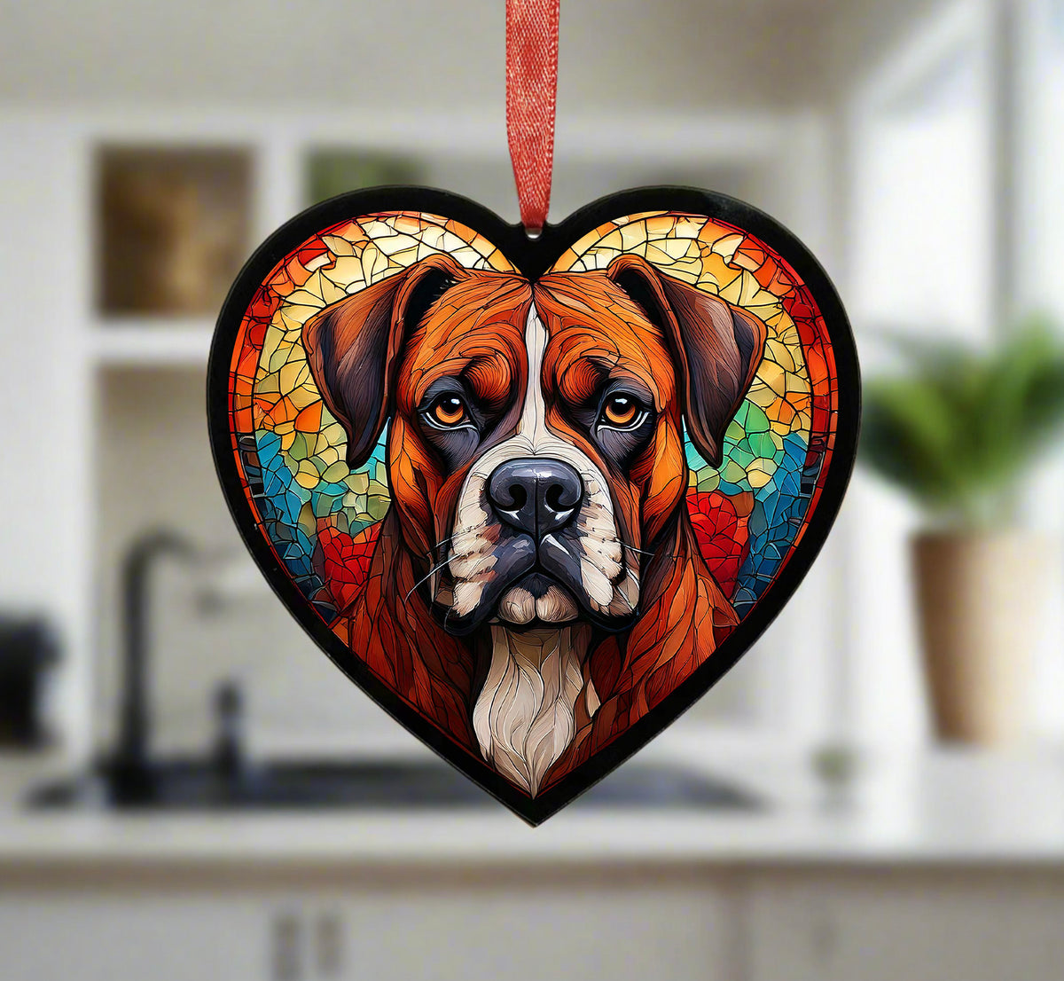 Boxer Stained Glass Effect Heart Suncatcher – Villager Jim's Shop