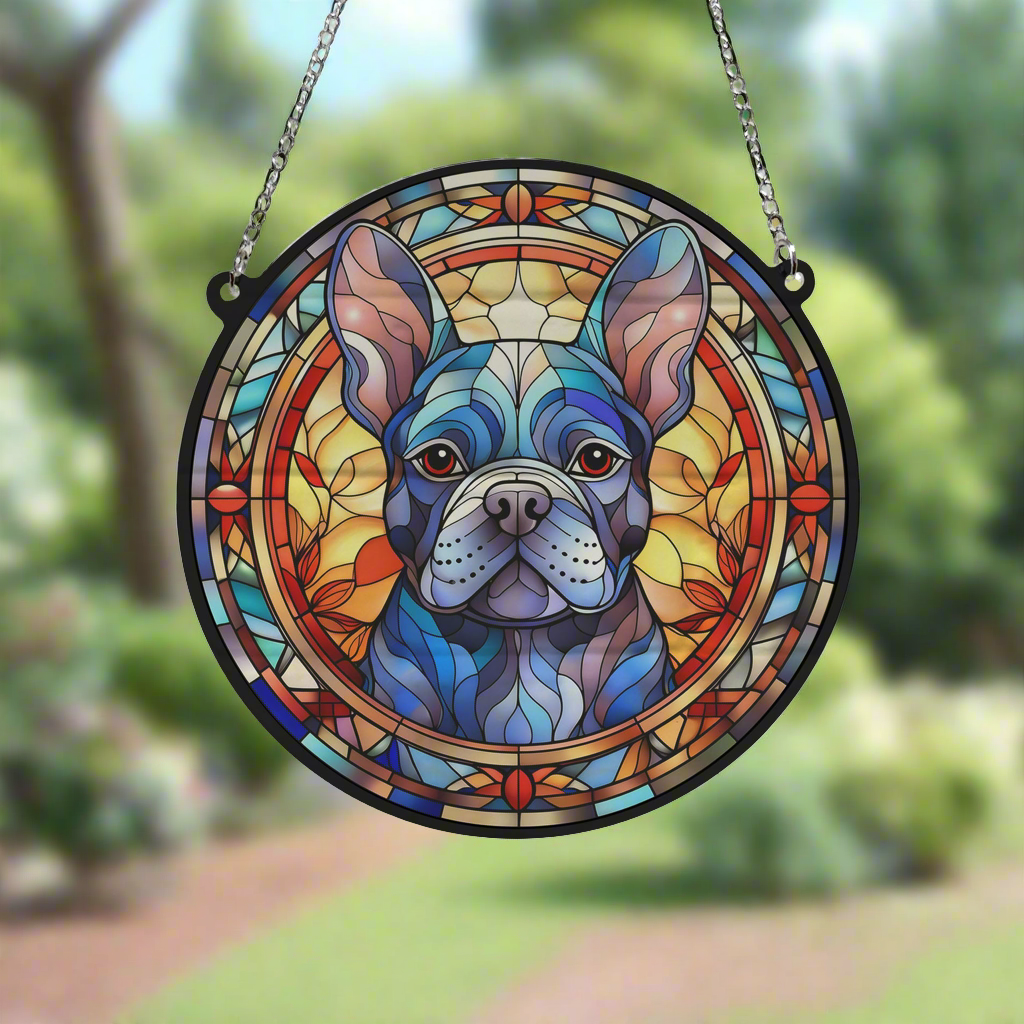 Frenchie Stained Glass Effect Suncatcher – Villager Jim's Shop
