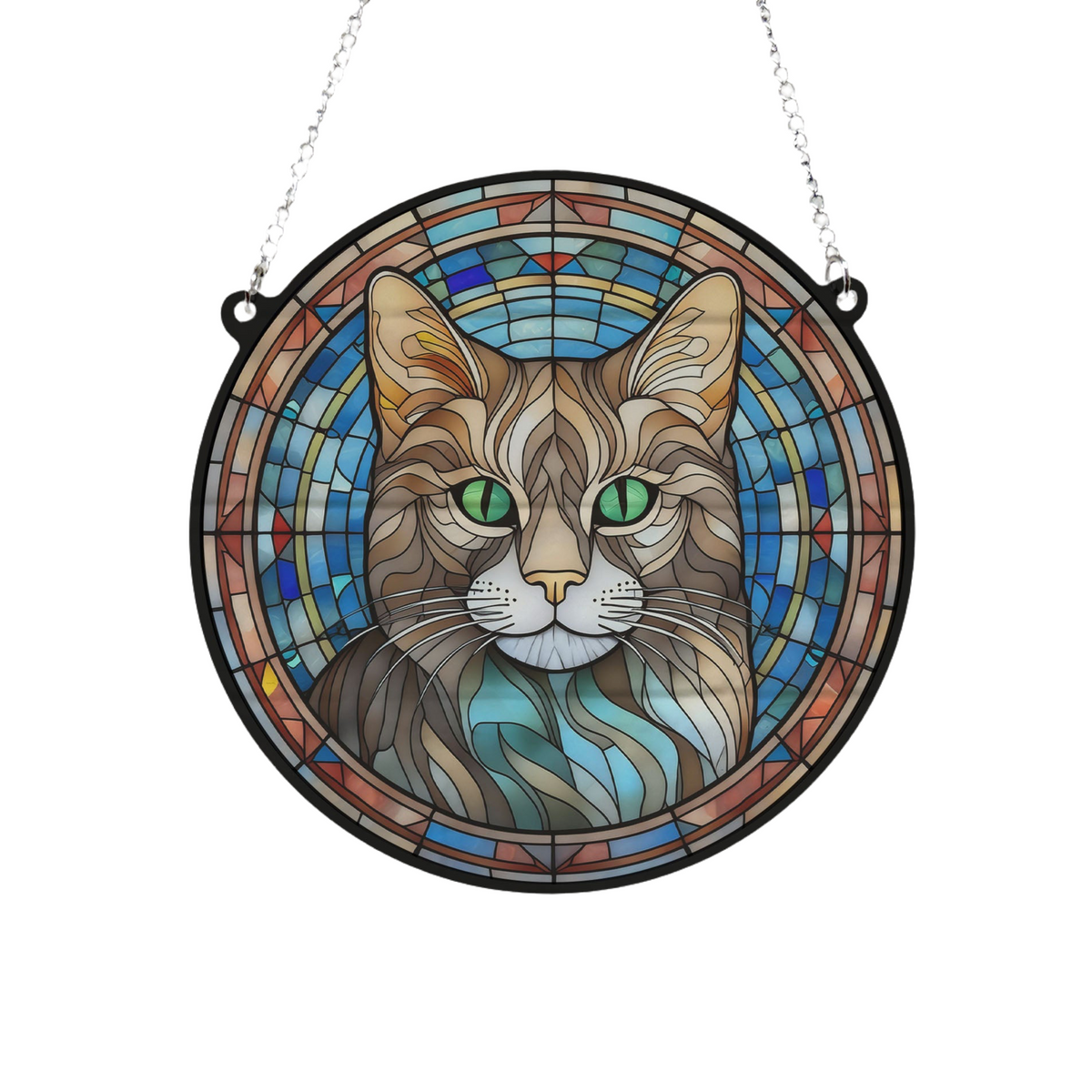 Cat Tabby Stained Glass Effect Suncatcher – Villager Jim's Shop