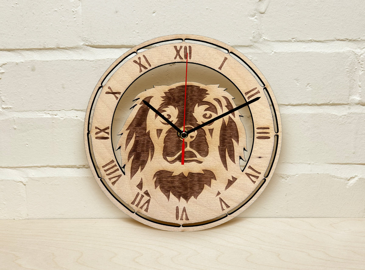 Cavalier King Charles Spaniel Wooden Engraved Clock – Villager Jim's Shop