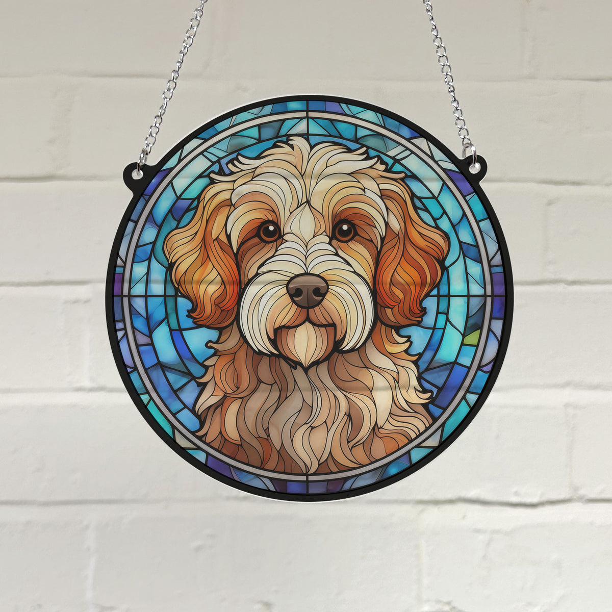 Cavapoo Stained Glass Effect Suncatcher – Villager Jim's Shop