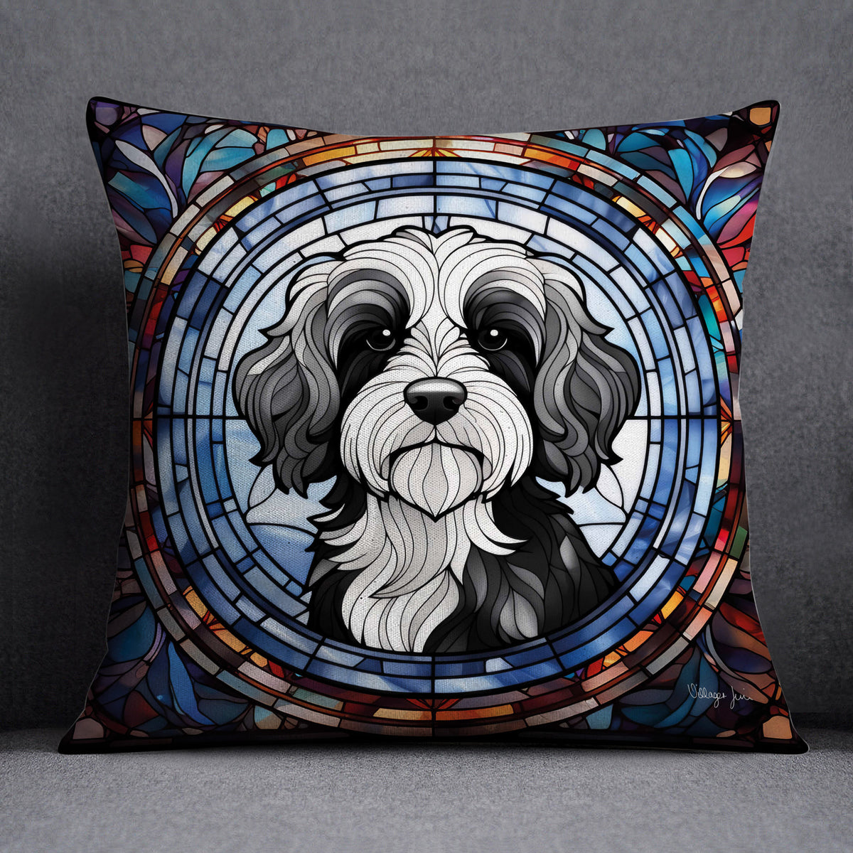 Cavapoo Black Suncatcher Design Cushion – Villager Jim's Shop