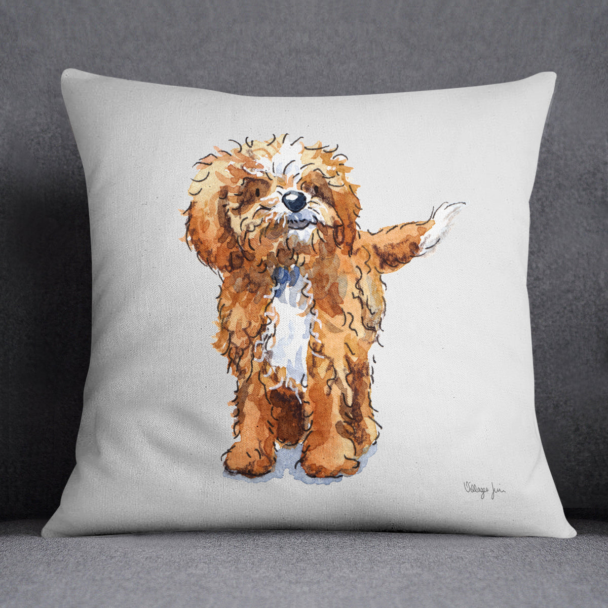 Cavapoo Brown & White Standing Cushion – Villager Jim's Shop