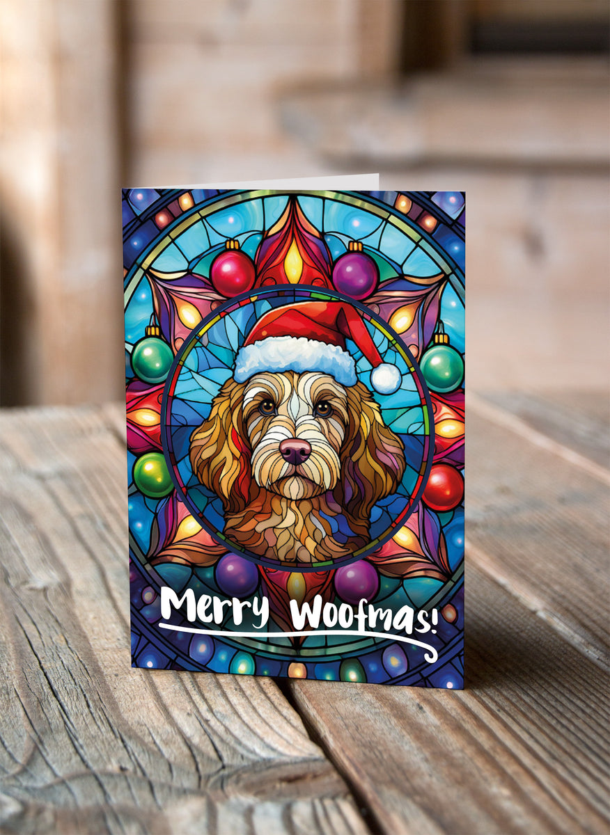 Cavapoo in a Santa Hat Christmas Card – Villager Jim's Shop