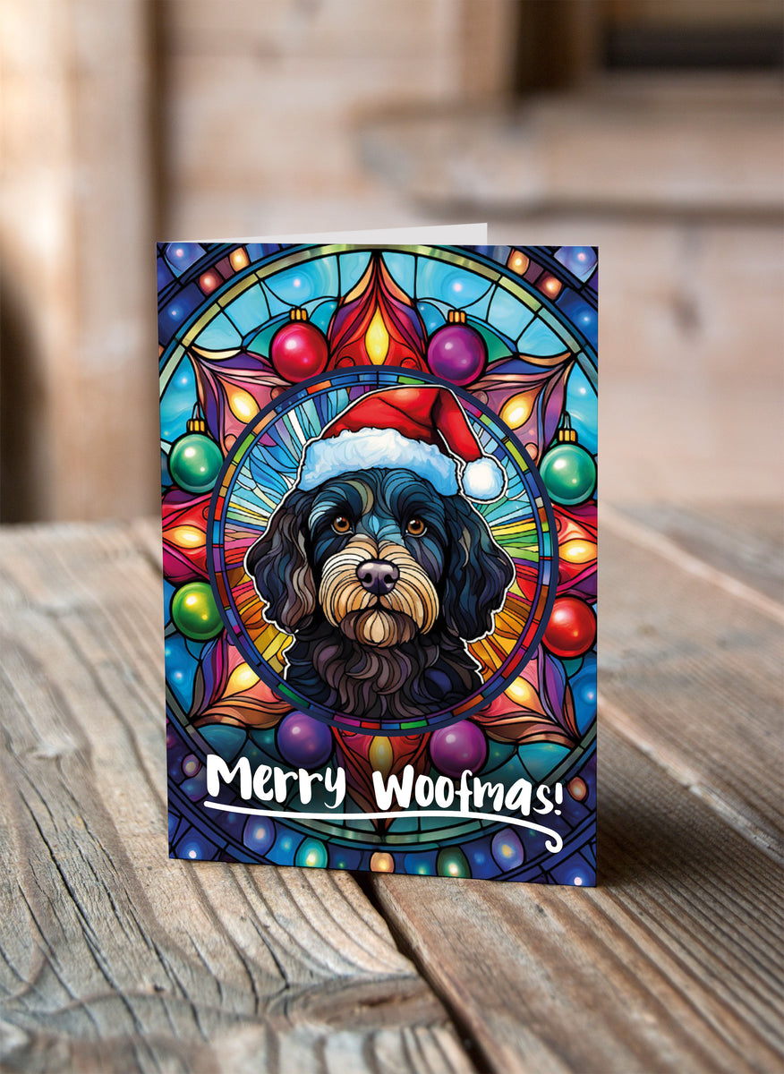Cavapoo Black in a Santa Hat Christmas Card – Villager Jim's Shop