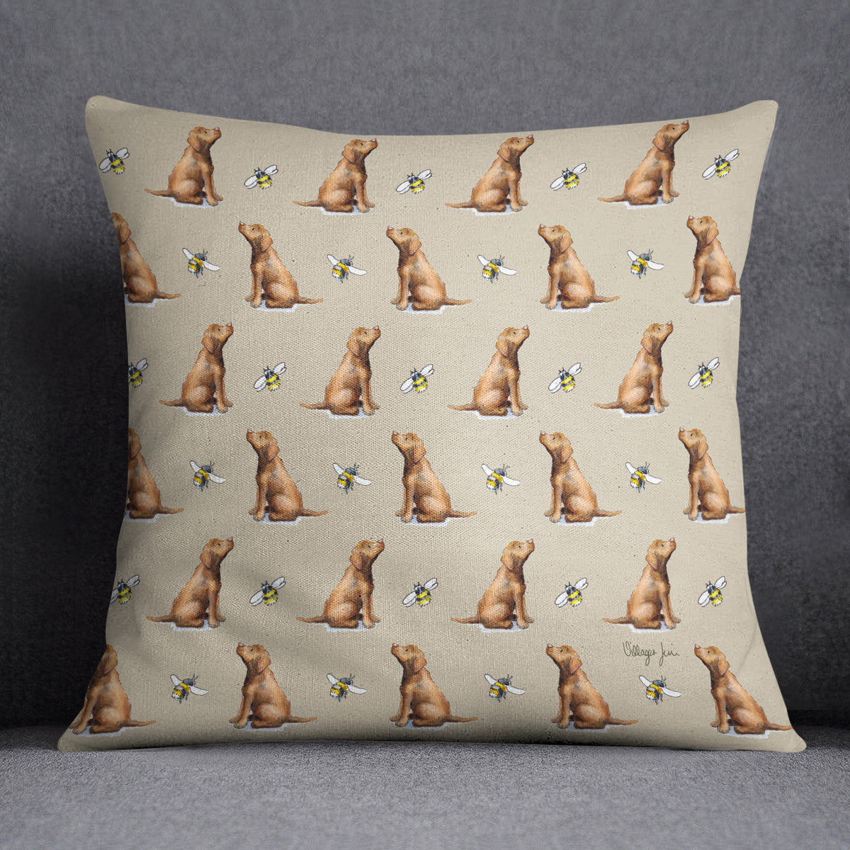 Chocolate Labrador and Bee Cushion – Villager Jim's Shop