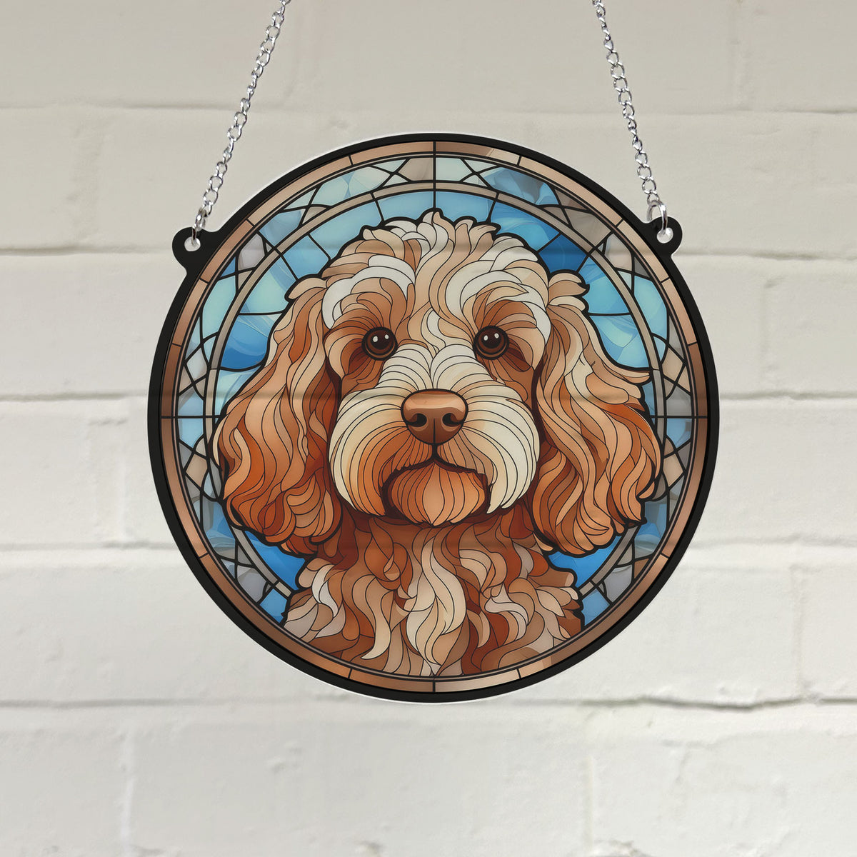 Cockapoo Golden Stained Glass Effect Suncatcher – Villager Jim's Shop