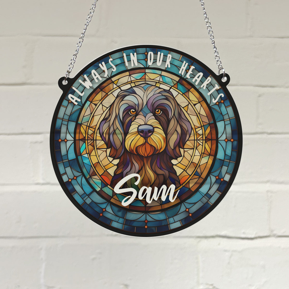 Cockapoo Black Memorial Stained Glass Effect Suncatcher – Villager Jim ...
