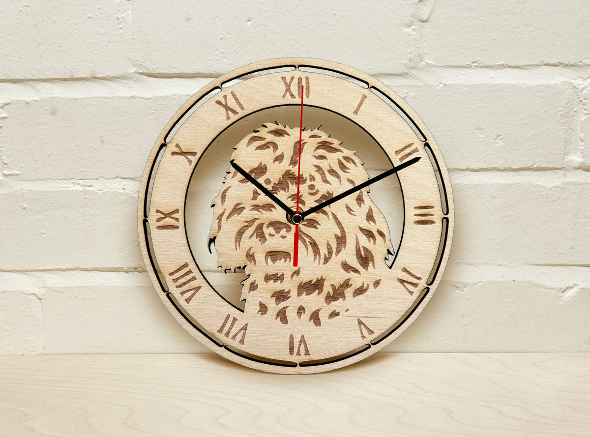 Cockapoo Wooden Engraved Clock – Villager Jim's Shop