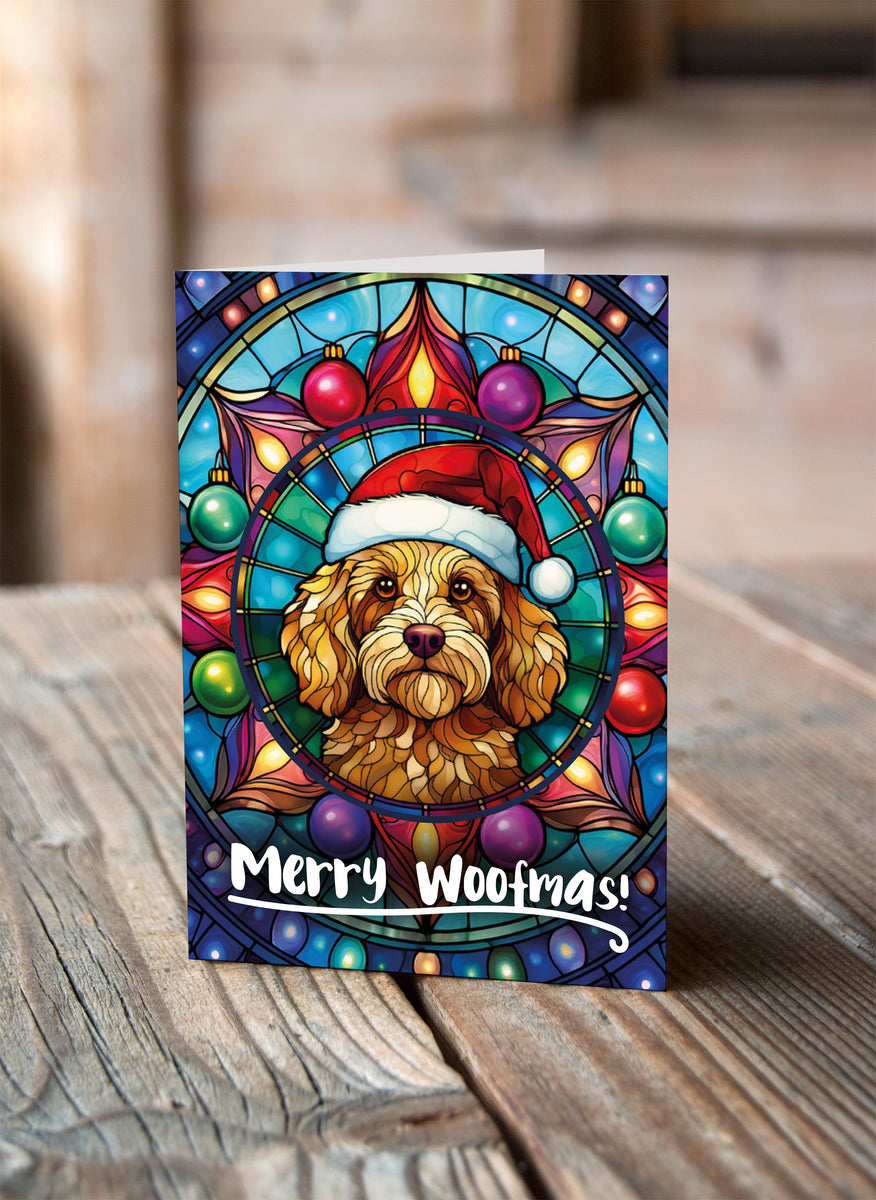 Cockapoo Golden in a Santa Hat Christmas Card – Villager Jim's Shop