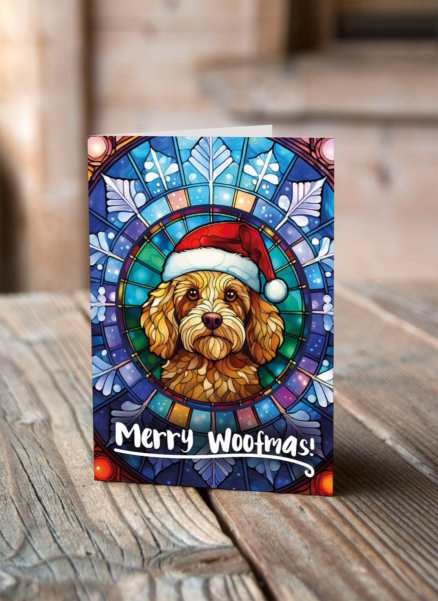 Cockapoo Golden in a Santa Hat Christmas Card – Villager Jim's Shop