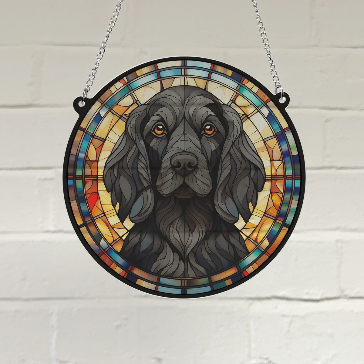 Cocker Spaniel Black Stained Glass Effect Suncatcher – Villager Jim's Shop