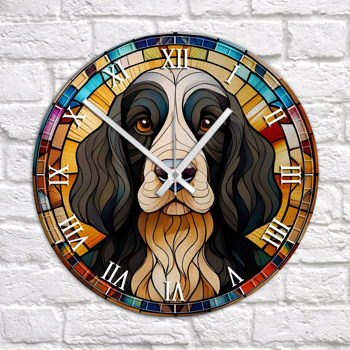 Cocker Spaniel Black & White Suncatcher Effect Clock – Villager Jim's Shop