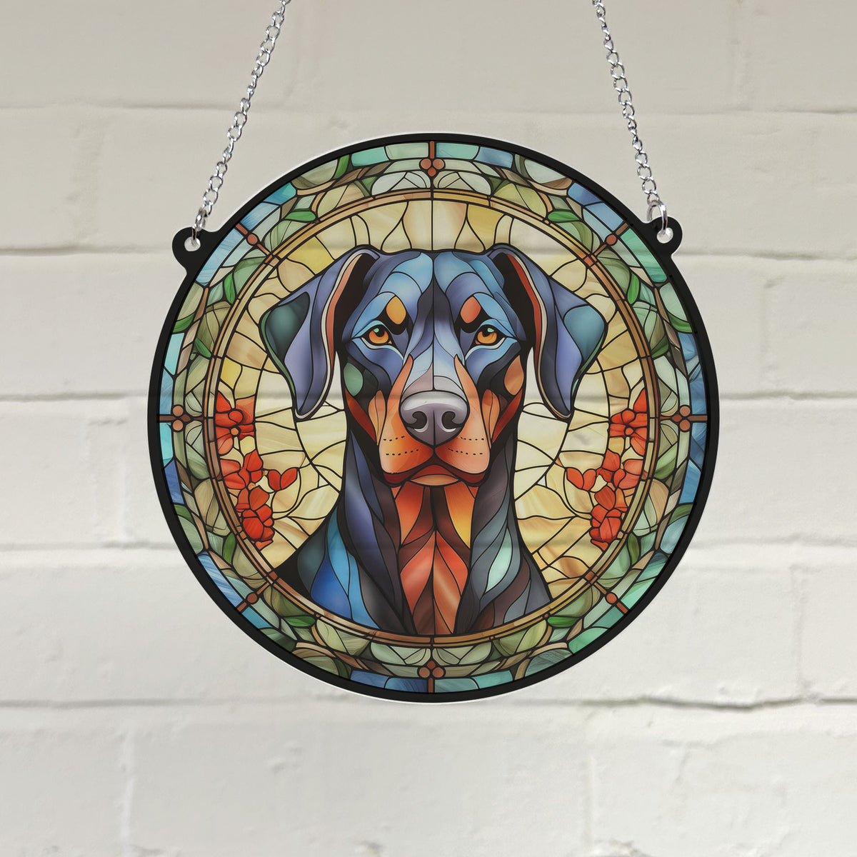 Doberman Stained Glass Effect Suncatcher – Villager Jim's Shop