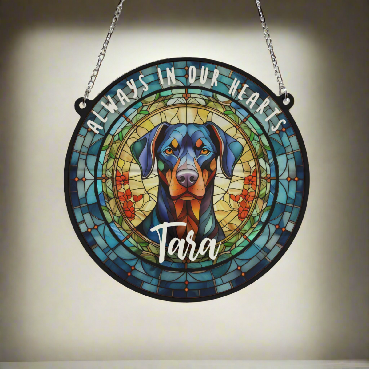 Doberman Memorial Stained Glass Effect Suncatcher – Villager Jim's Shop