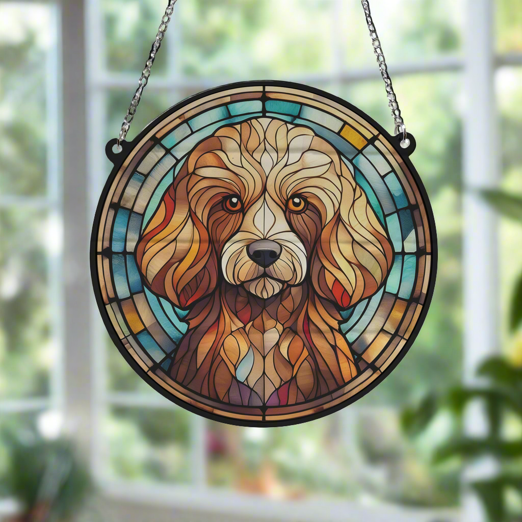 Poodle Red Stained Glass Effect Suncatcher – Villager Jim's Shop