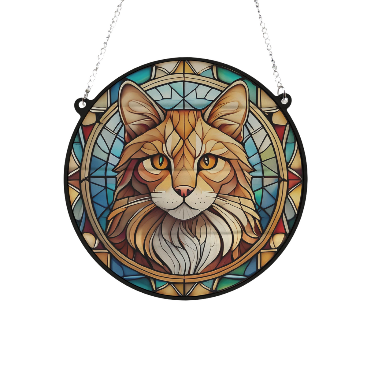 Ginger Cat Stained Glass Effect Suncatcher – Villager Jim's Shop