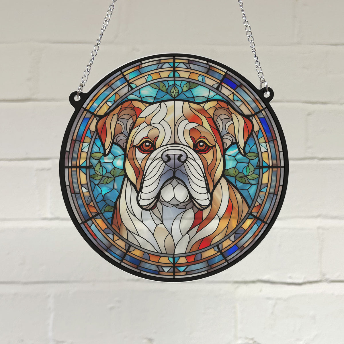 Bulldog Stained Glass Effect Suncatcher – Villager Jim's Shop