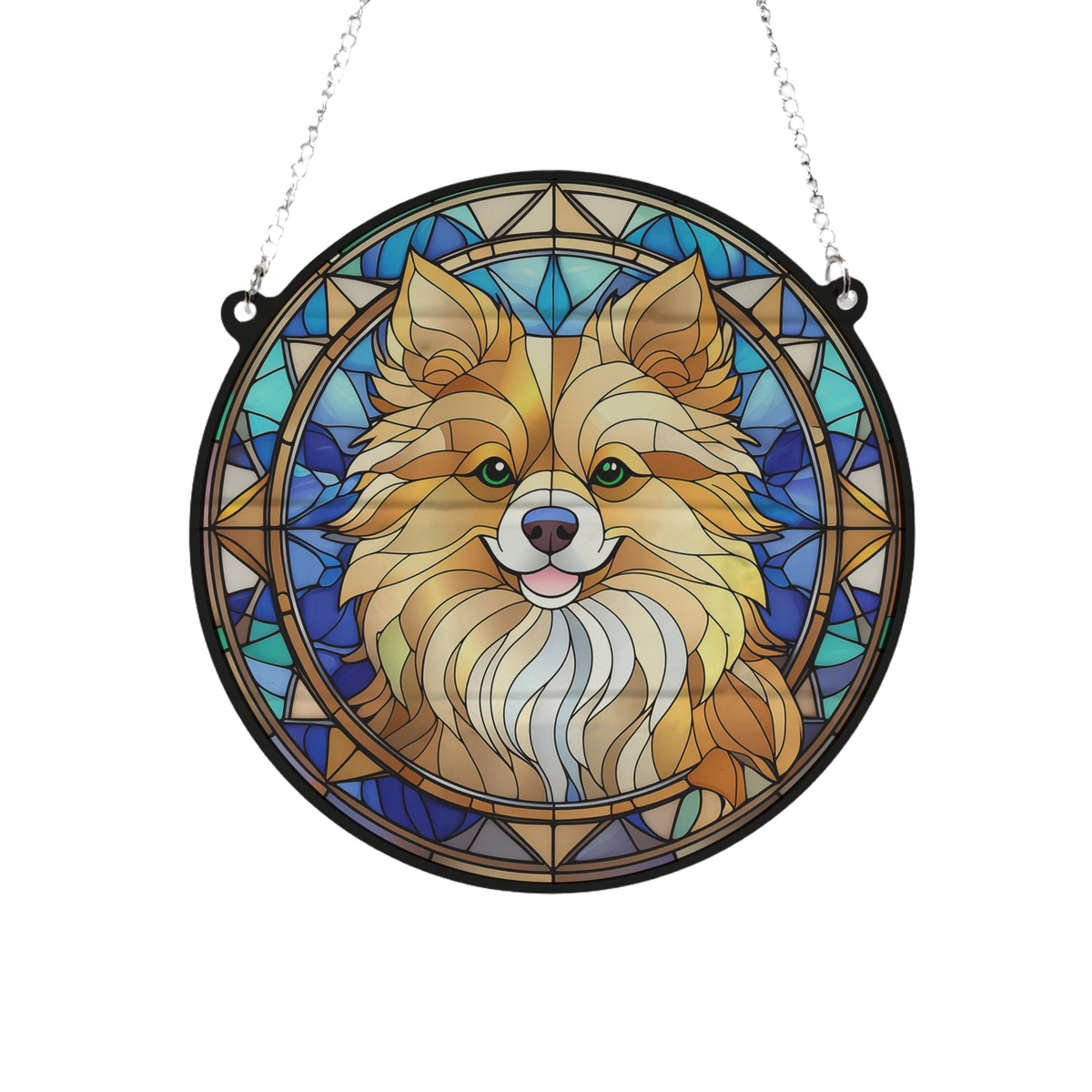 Pomeranian Stained Glass Effect Suncatcher – Villager Jim's Shop