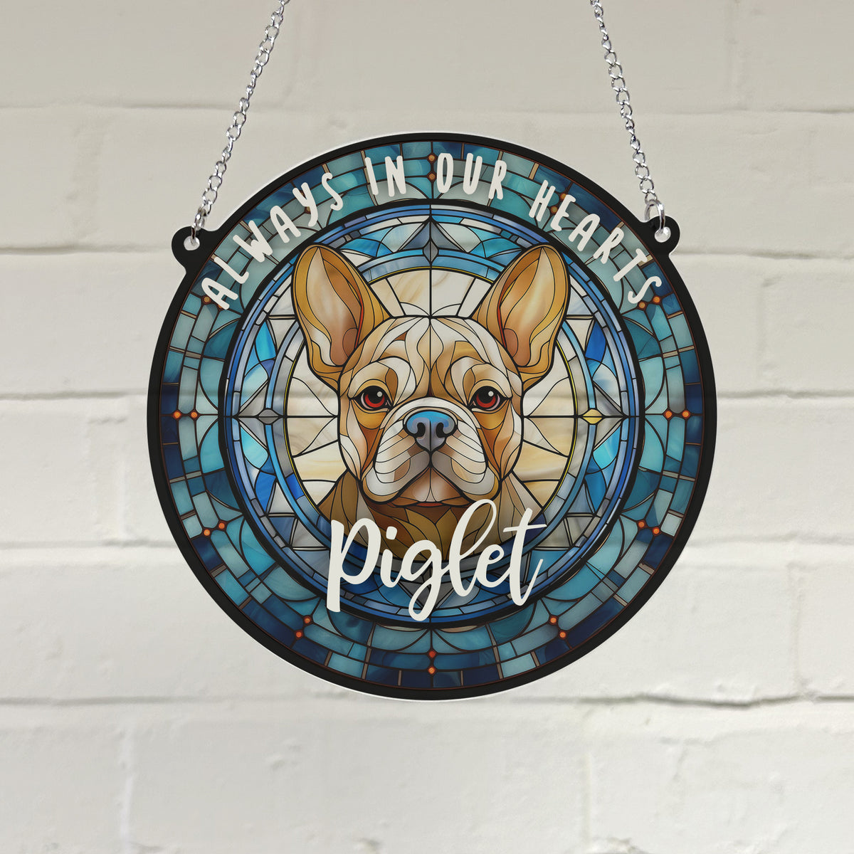 French Bulldog Tan Memorial Stained Glass Effect Suncatcher – Villager ...