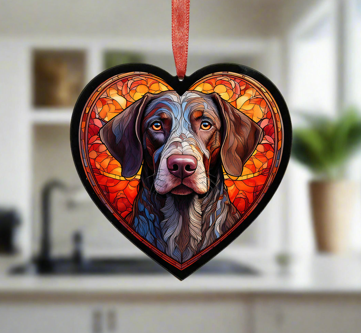 German Shorthaired Pointer Glass Effect Heart Suncatcher – Villager Jim ...