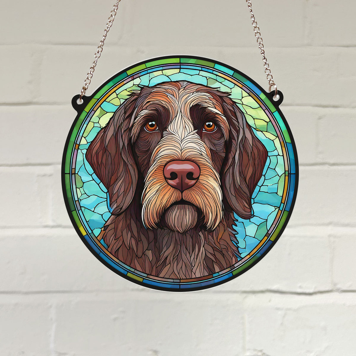 German Wirehaired Pointer Stained Glass Effect Suncatcher – Villager ...