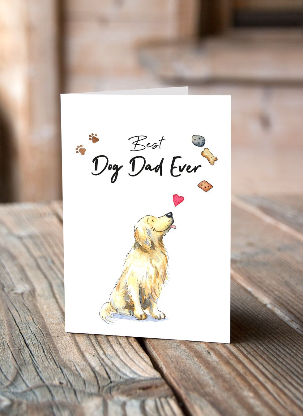 Best Dog Dad Golden Retriever Greeting Card – Villager Jim's Shop
