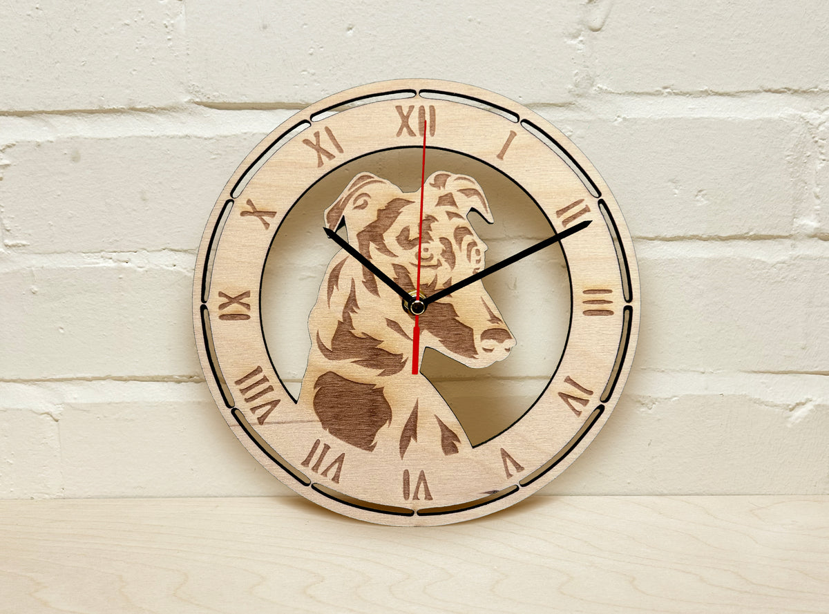 Greyhound Wooden Engraved Clock – Villager Jim's Shop