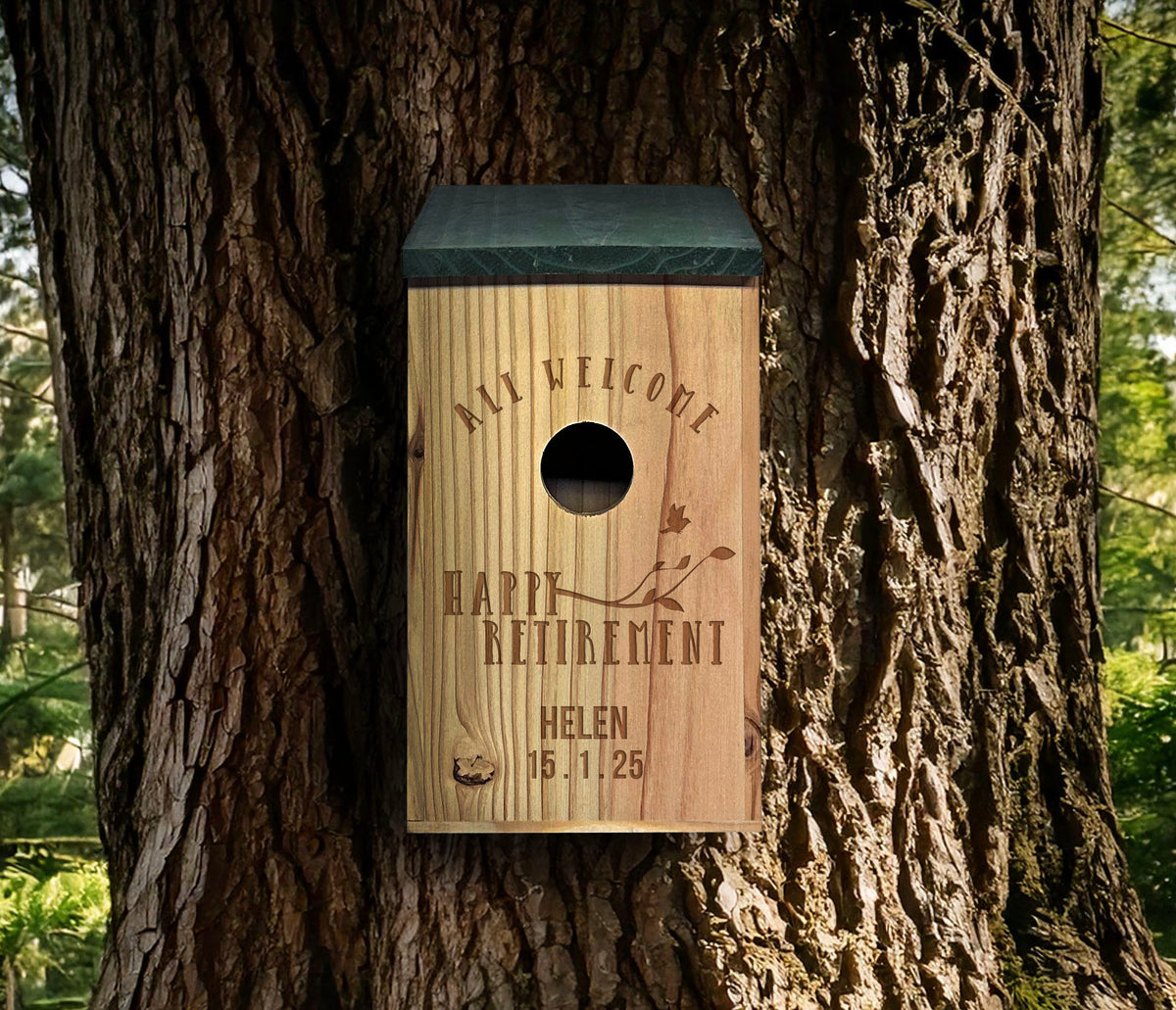 Happy Retirement Bird Box – Villager Jim's Shop