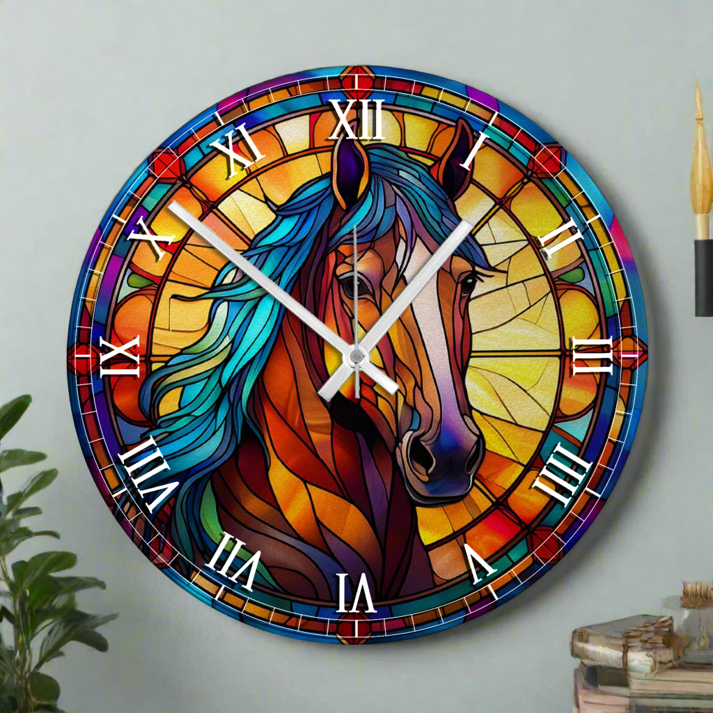 Horse Suncatcher Effect Clock – Villager Jim's Shop