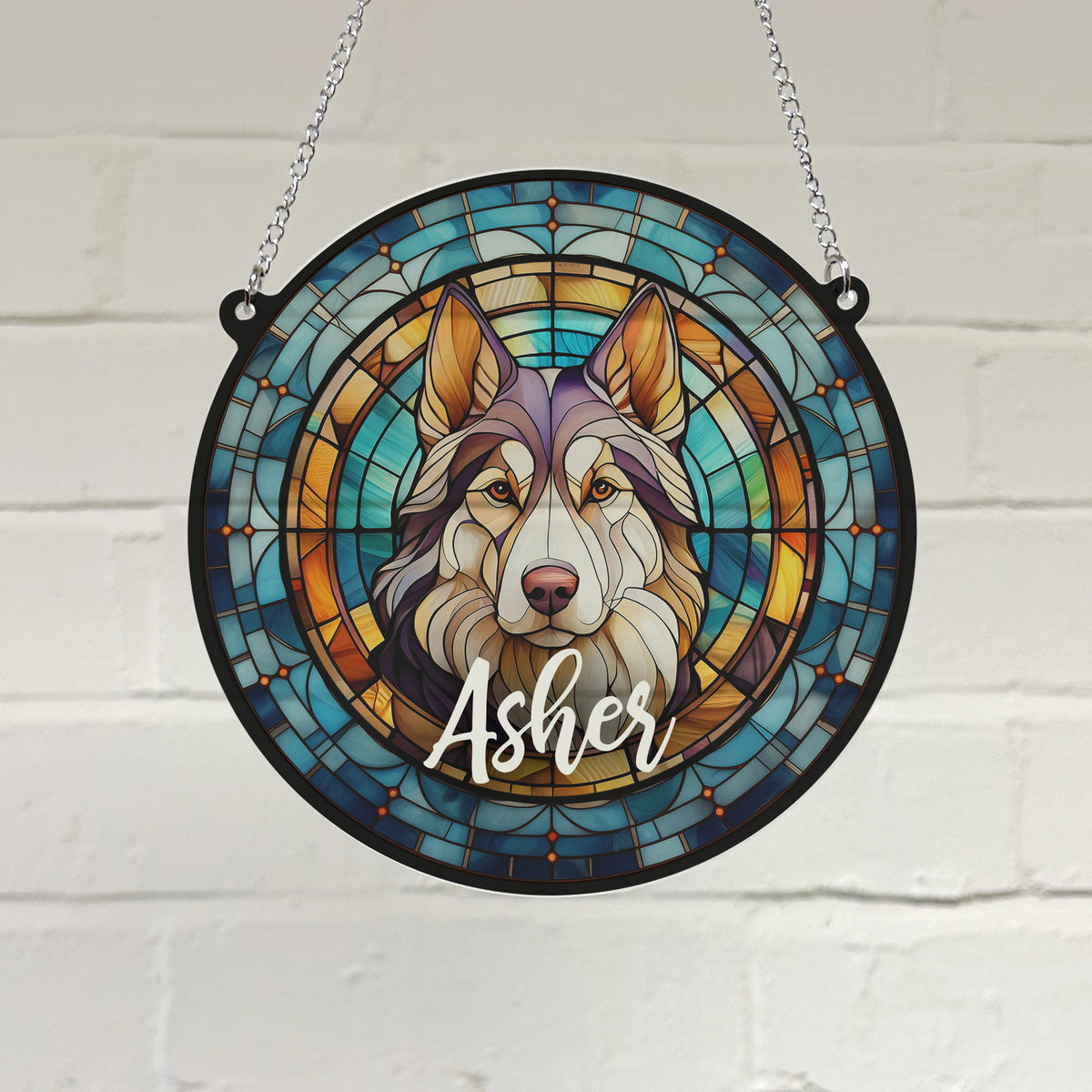 Husky Personalised Stained Glass Effect Suncatcher – Villager Jim's Shop