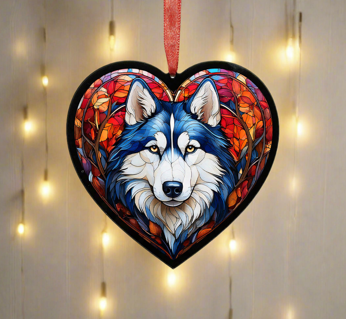 Husky Stained Glass Effect Heart Suncatcher – Villager Jim's Shop