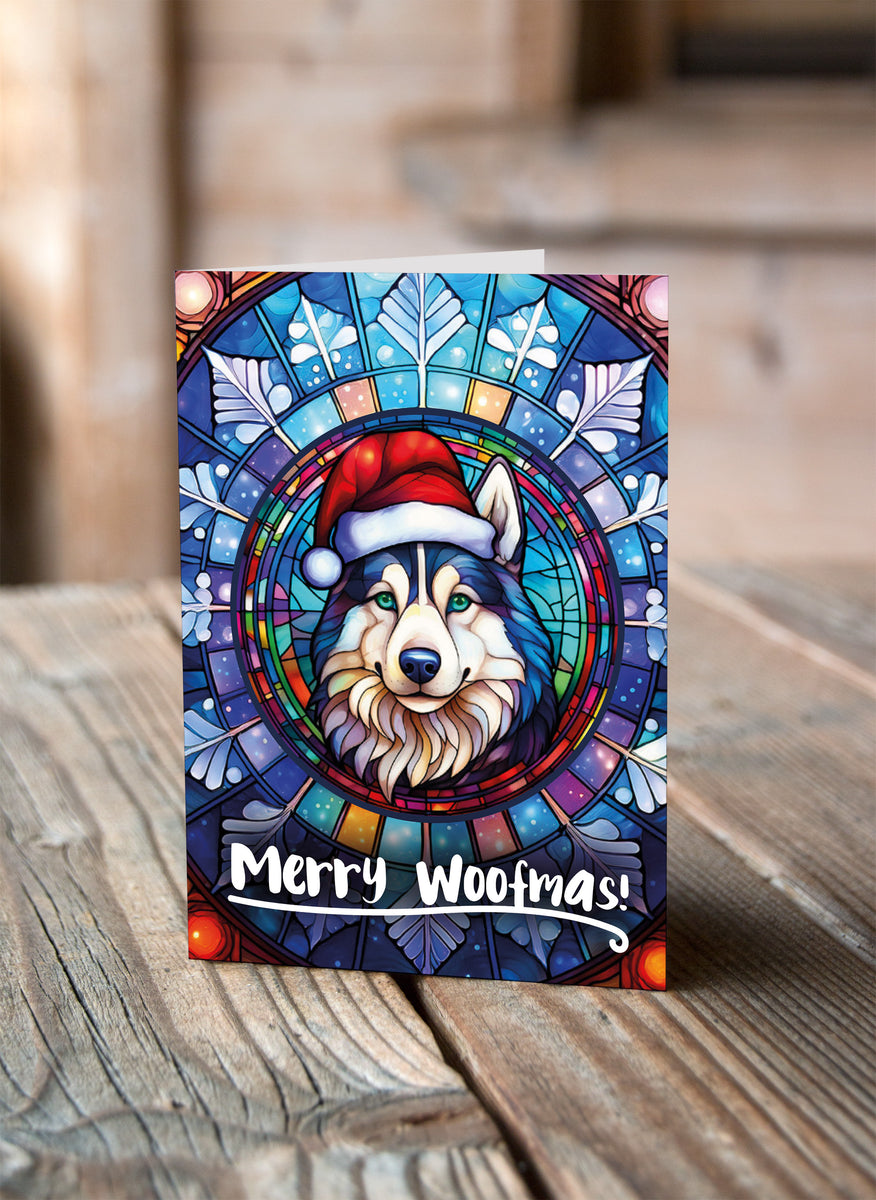 Husky in a Santa Hat Christmas Card – Villager Jim's Shop