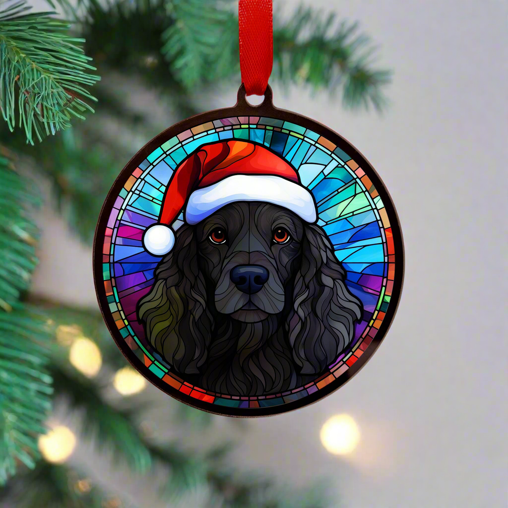 Springer Spaniel Black in Santa Hat Suncatcher Decoration – Villager ...
