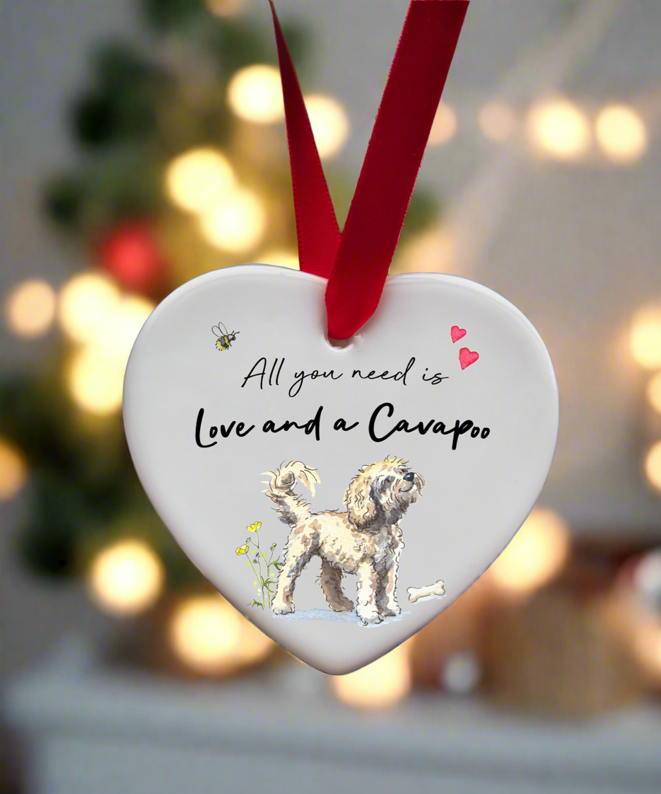 Love and a Cavapoo Blonde Ceramic Heart – Villager Jim's Shop