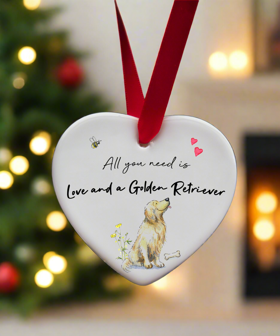 Love and a Golden Retriever Ceramic Heart – Villager Jim's Shop