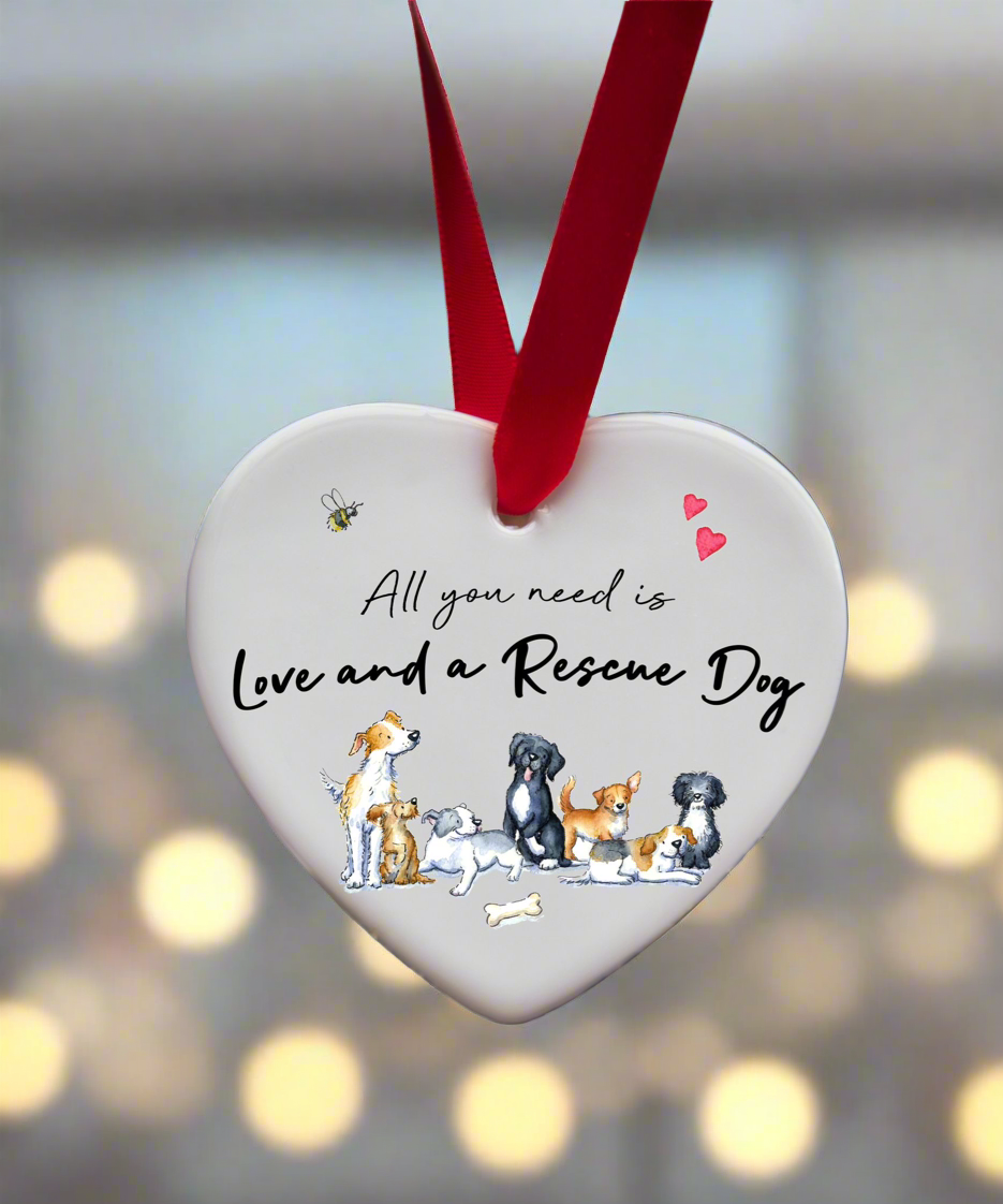 Love and a Rescue Dog Ceramic Heart – Villager Jim's Shop