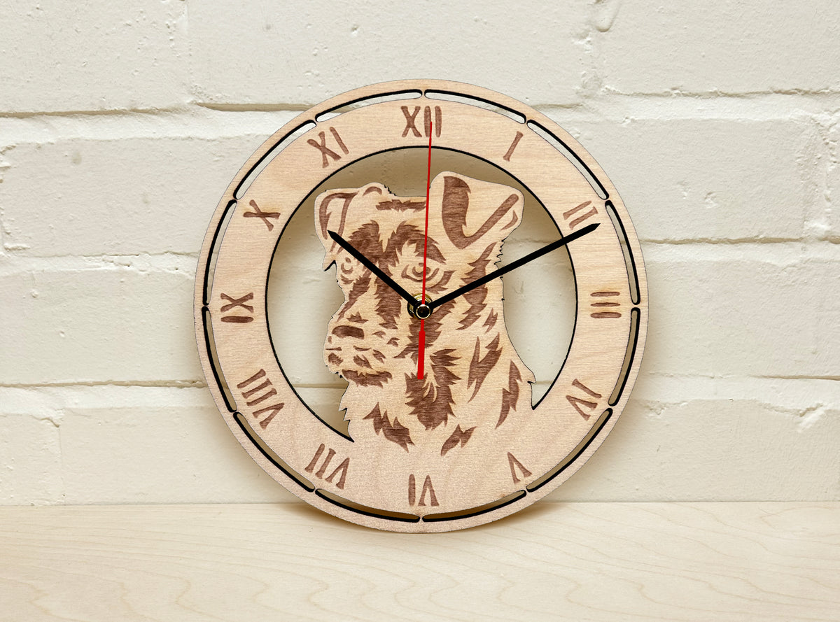 Jack Russell Wooden Engraved Clock – Villager Jim's Shop